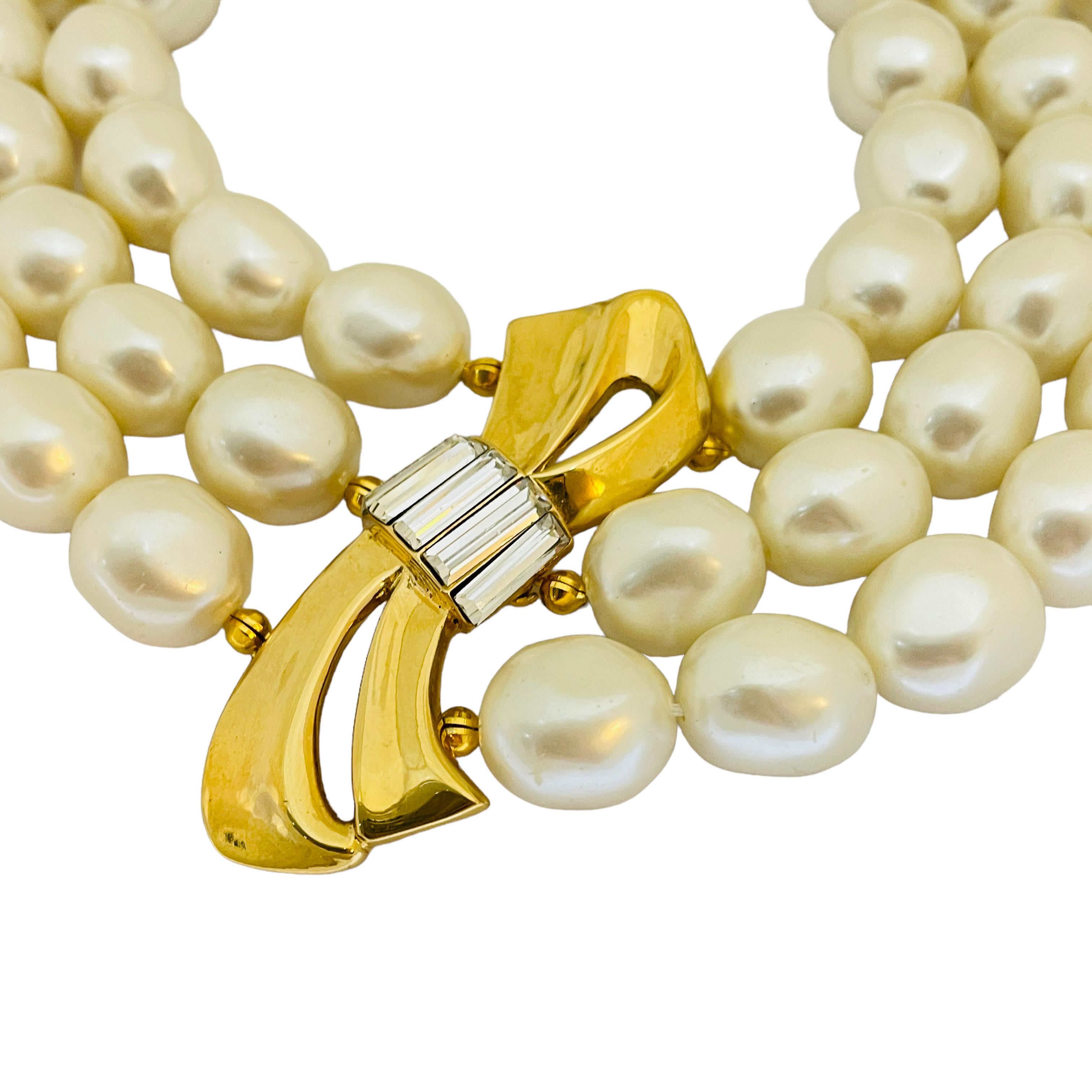 Vintage GIVENCHY gold pearl rhinestone bow beaded designer runway ...