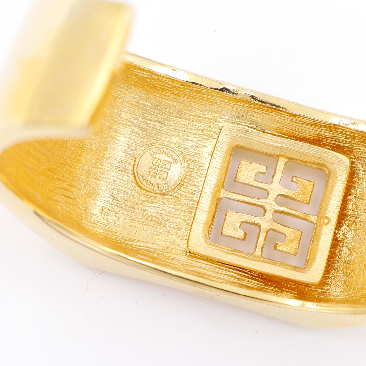 Vintage Givenchy Gold Plated Branded Cuff Bracelet For Sale at 1stDibs ...