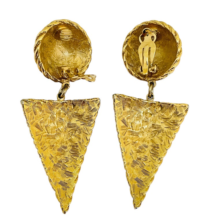 Vintage GIVENCHY gold rope dangle designer runway clip on earrings For ...