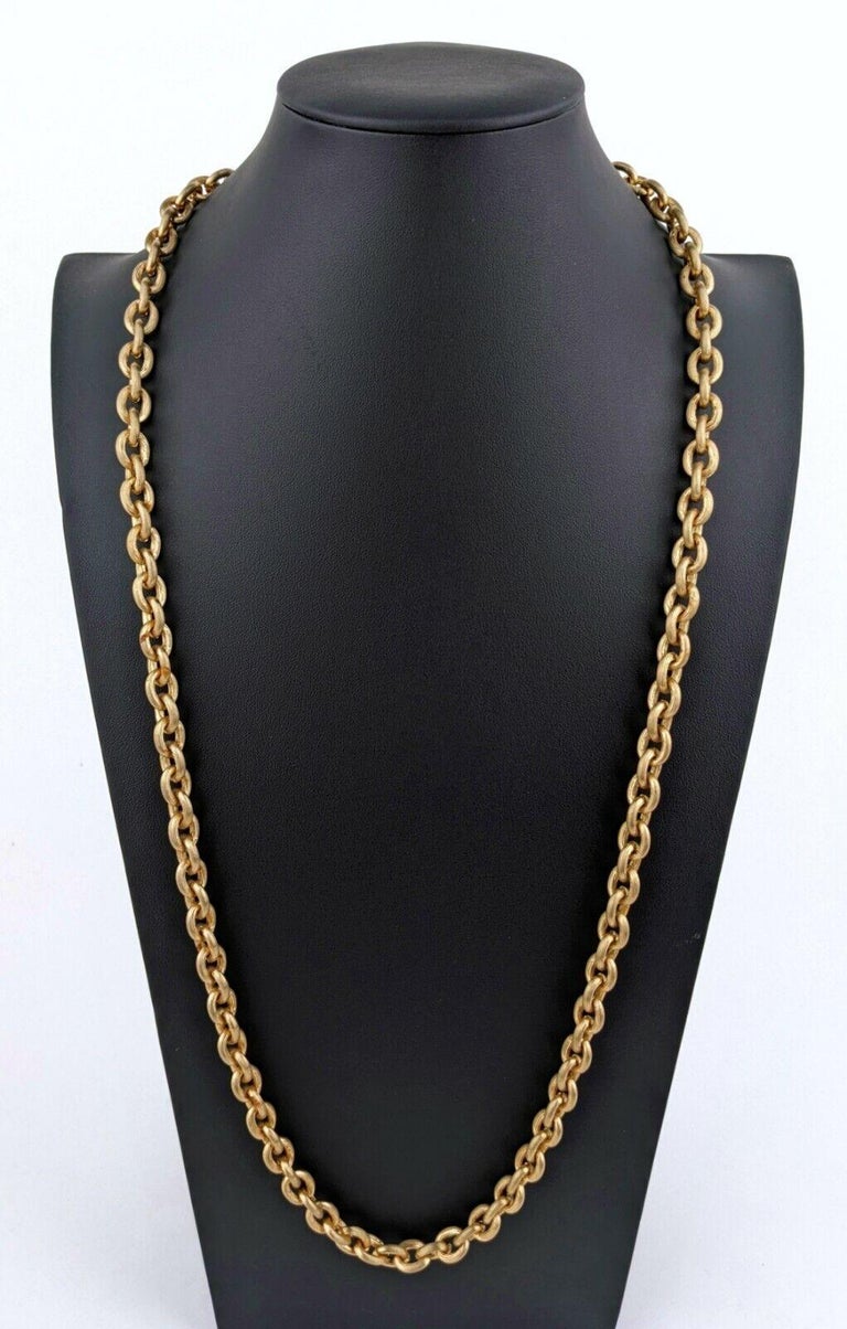 Vintage Givenchy Long Gold Link Chain Necklace with Oversized Logo ...