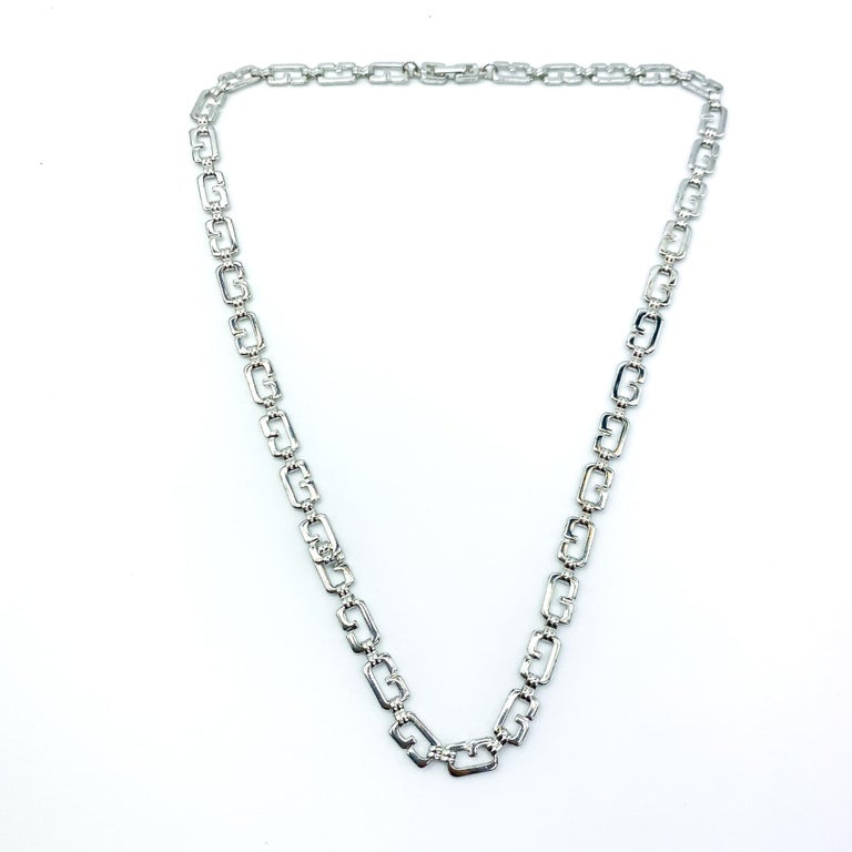 Vintage Givenchy Necklace 1980s - Silver Plated For Sale at 1stDibs