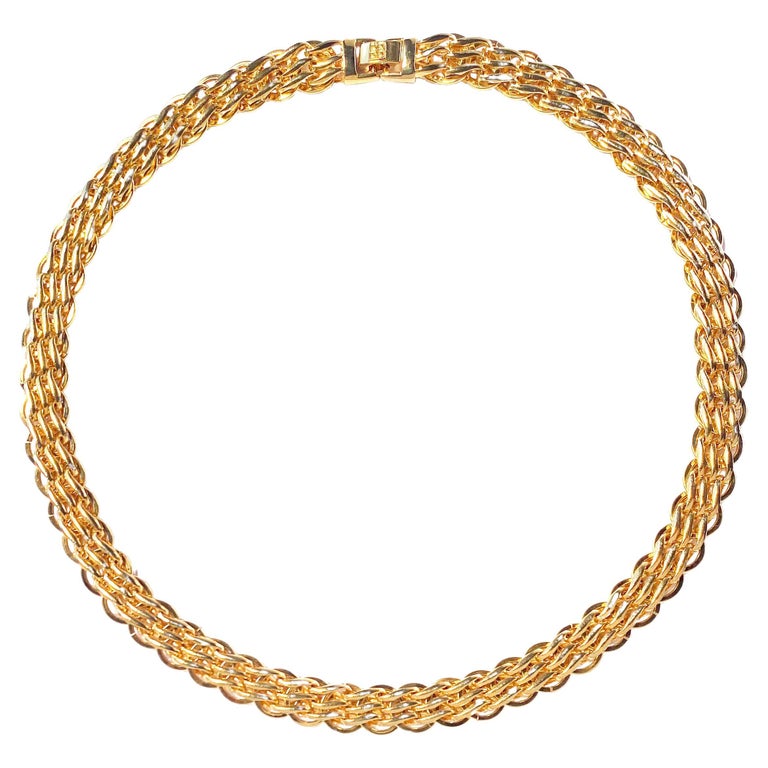 Vintage Givenchy Triple Link Chain Necklace with Logo Clasp, 1980s For ...