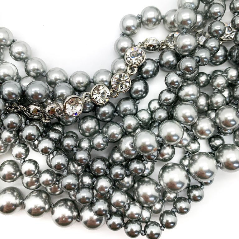 Vintage Givenchy Tumbling Torsade Pearl and Crystal Necklace 1980s For ...