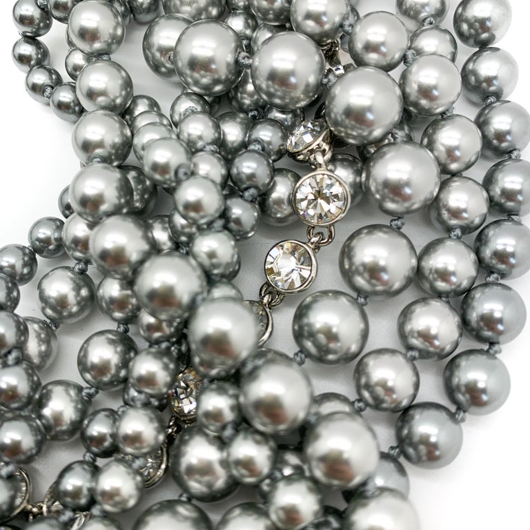 Vintage Givenchy Tumbling Torsade Pearl and Crystal Necklace 1980s For ...
