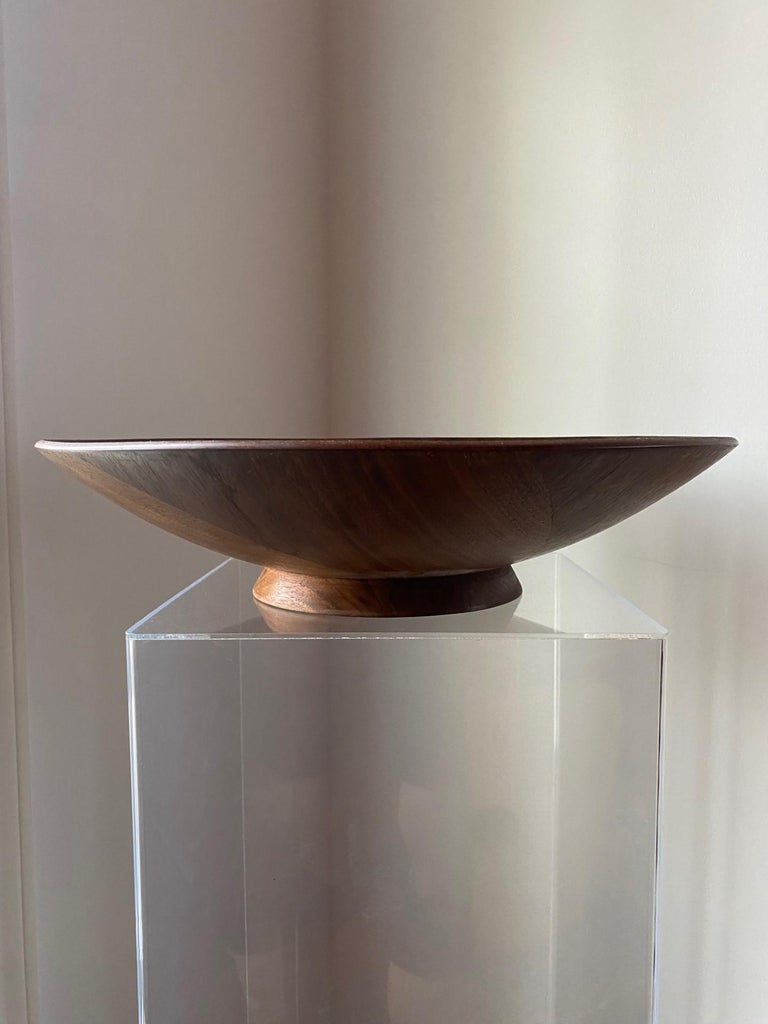 Vintage Gladmark Midcentury Walnut Inlay Larger Wood Serving Bowl For ...