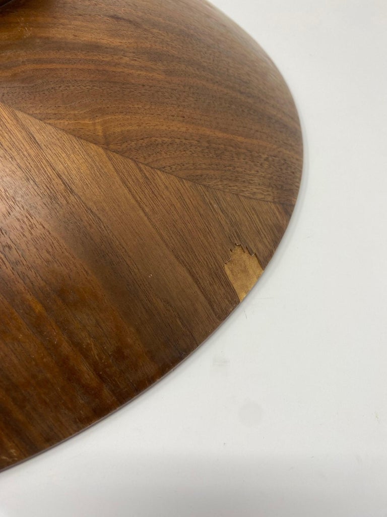 Vintage Gladmark Midcentury Walnut Inlay Larger Wood Serving Bowl For ...