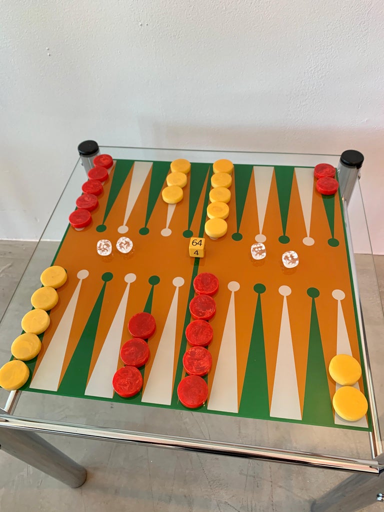 Vintage Glass and Chrome Backgammon Table at 1stDibs