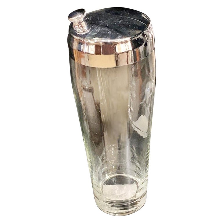 Vintage Glass and Chrome Cocktail Shaker with Aerator Pipe at 1stDibs