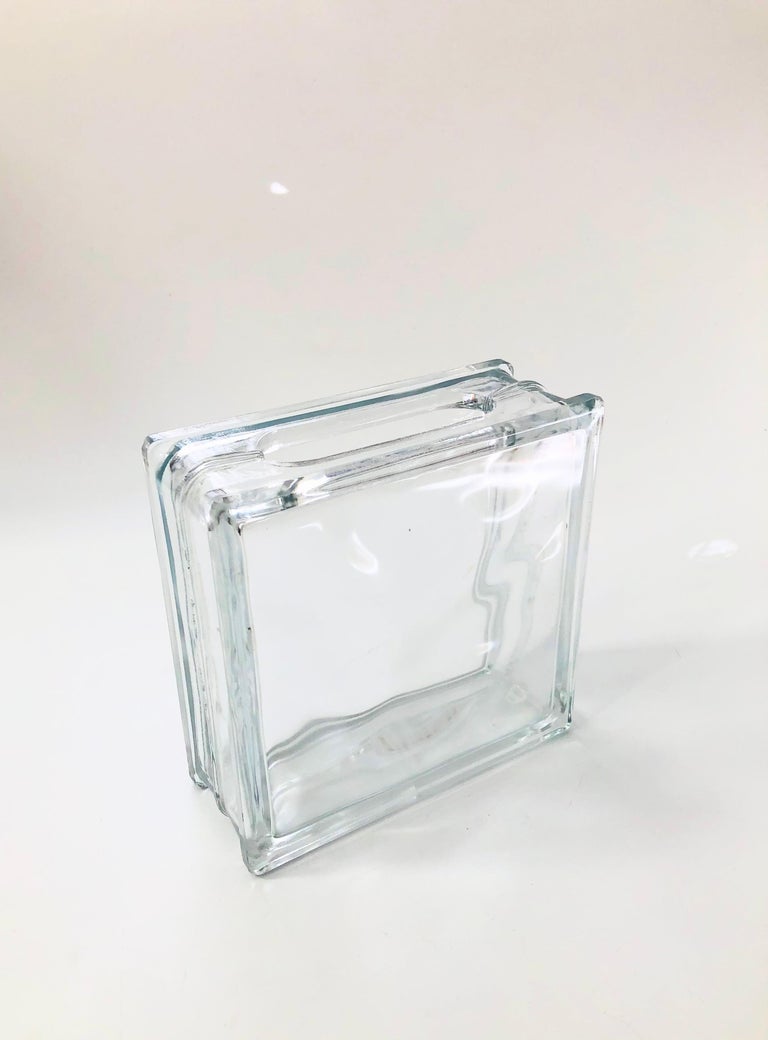 Vintage Glass Block Vase For Sale at 1stDibs