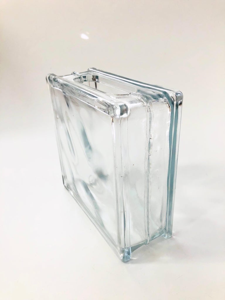 Vintage Glass Block Vase For Sale at 1stDibs