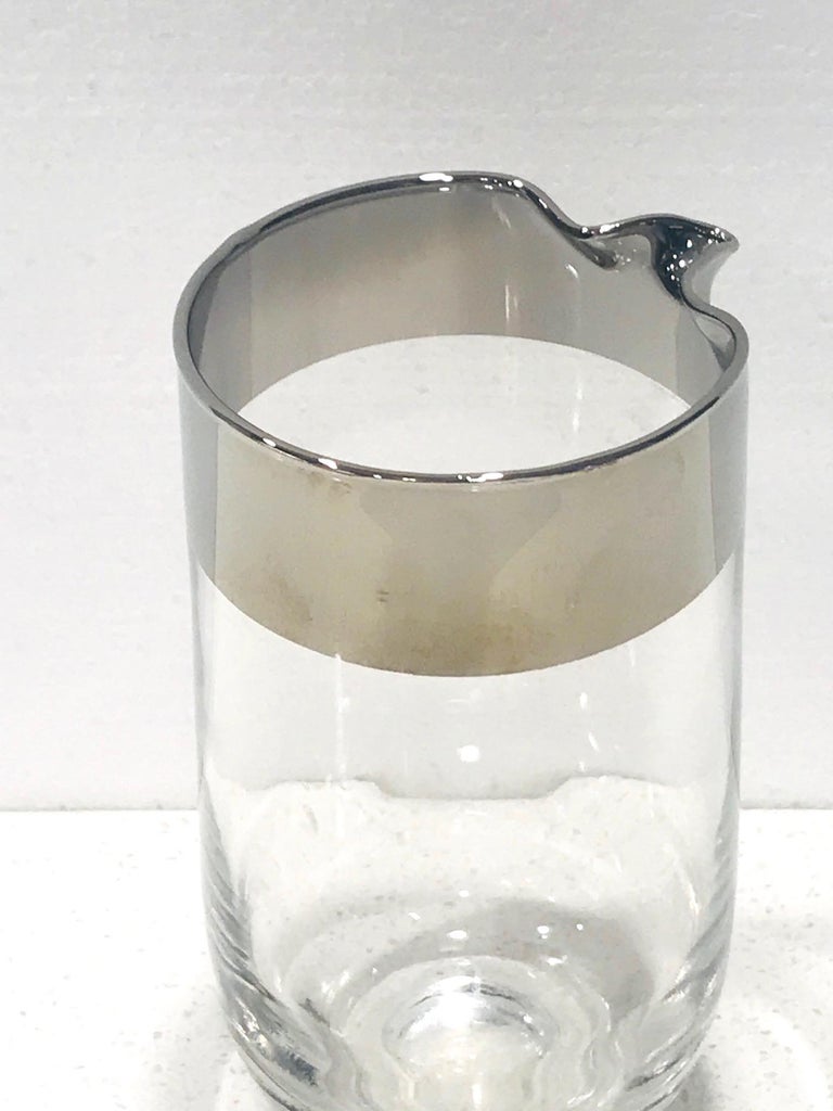 Vintage Glass Cocktail Mixer with Silver Overlay by Dorothy Thorpe, c ...