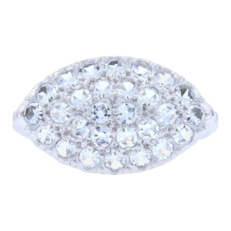 Customizable Vintage Glass "Crystal" Cluster Ring, 10k White Gold ...