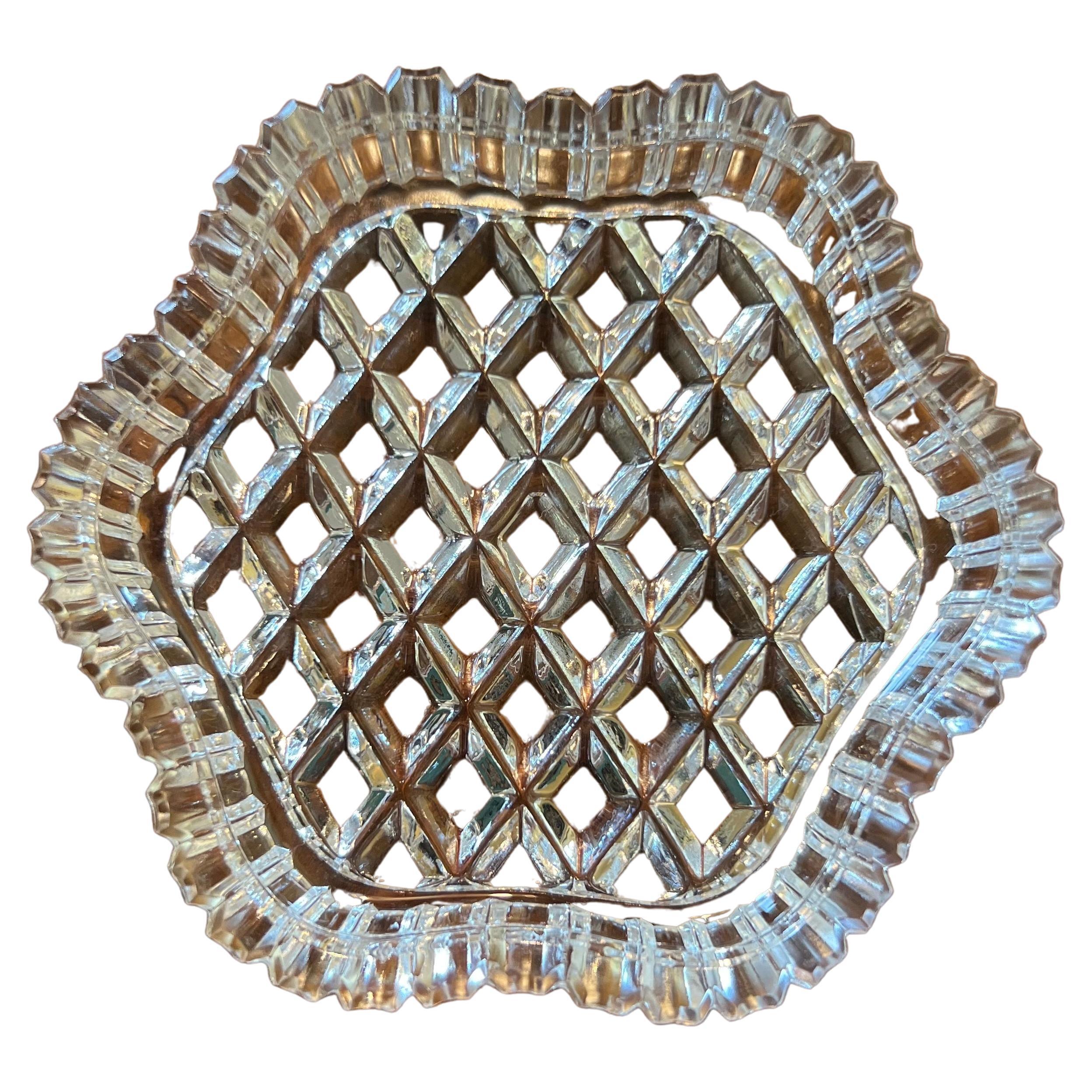Vintage Glass Cut Trinket Dish For Sale at 1stDibs