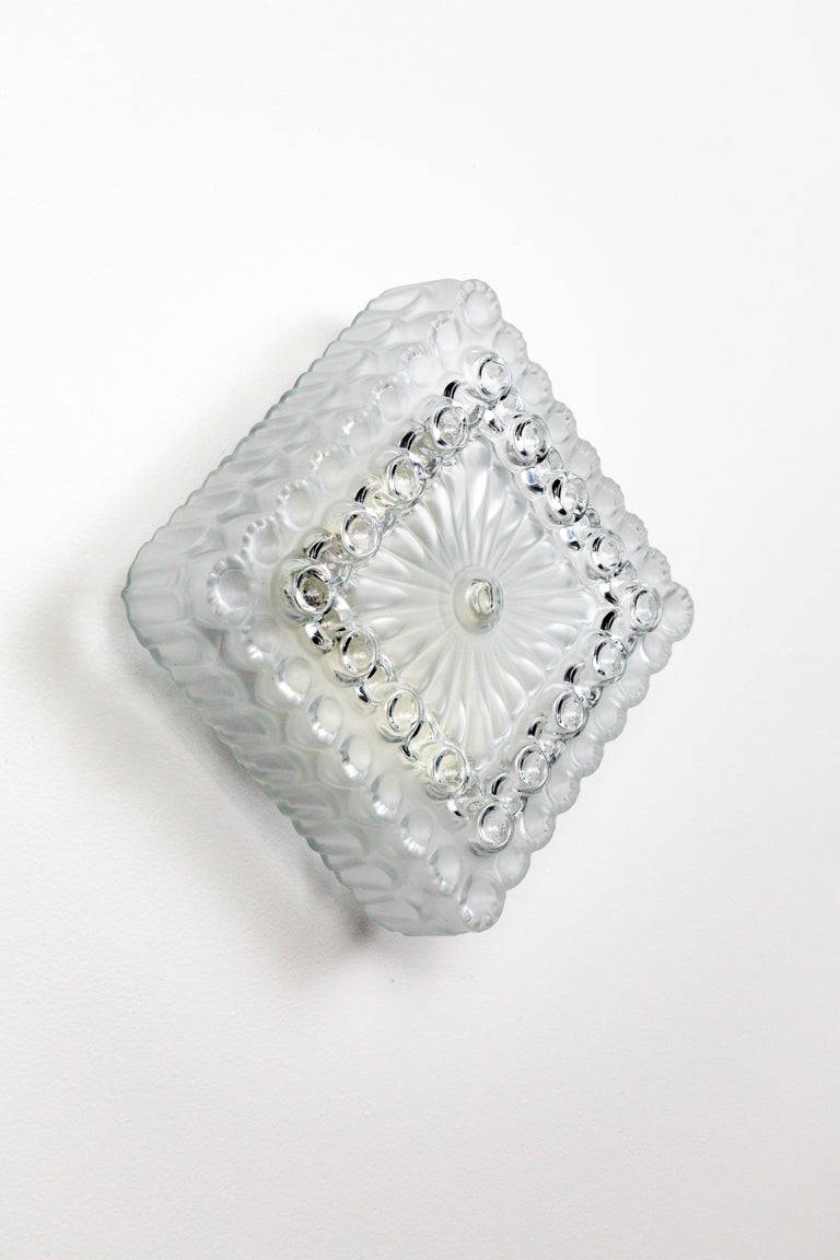 Vintage Glass Diamond / Square Flush Mount Light with Circle Motif For ...