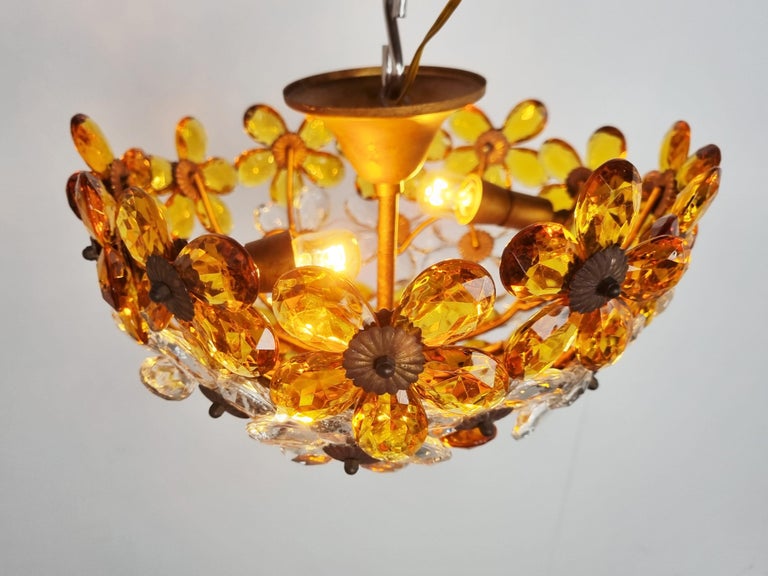 Vintage Glass Flower Ceiling Light, 1960s For Sale at 1stDibs