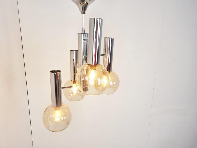 Vintage Glass Globe Chandelier, 1970s For Sale at 1stDibs