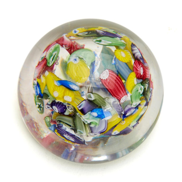 Vintage Glass Scrambled Cane Paperweight For Sale at 1stDibs