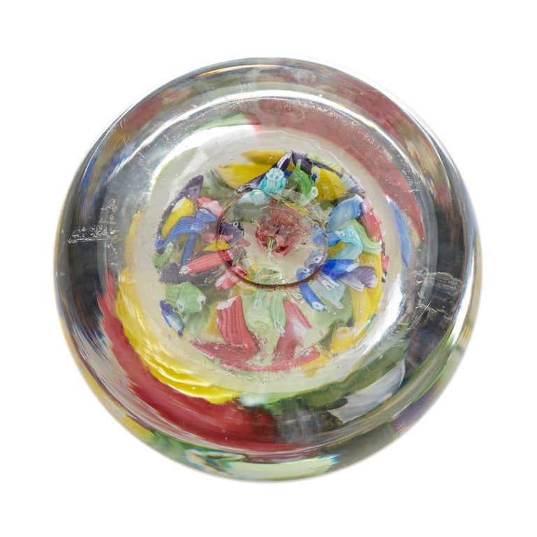 Vintage Glass Scrambled Cane Paperweight For Sale at 1stDibs
