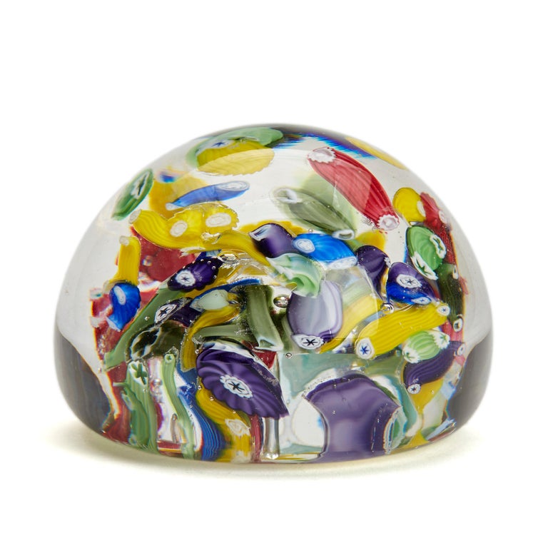 Vintage Glass Scrambled Cane Paperweight For Sale at 1stDibs