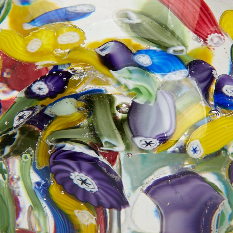 Vintage Glass Scrambled Cane Paperweight For Sale at 1stDibs