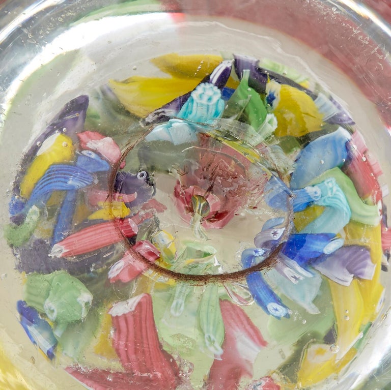 Vintage Glass Scrambled Cane Paperweight For Sale at 1stDibs