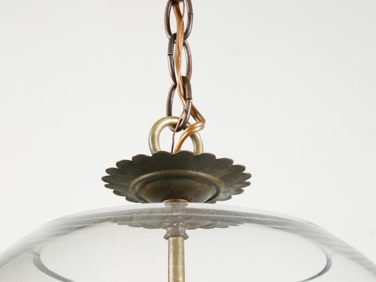 Vintage Glass Sphere Light Fixture with Three Lights, Rewired for the ...