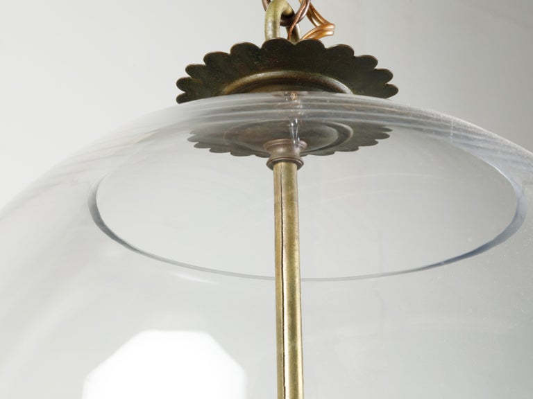 Vintage Glass Sphere Light Fixture with Three Lights, Rewired for the ...