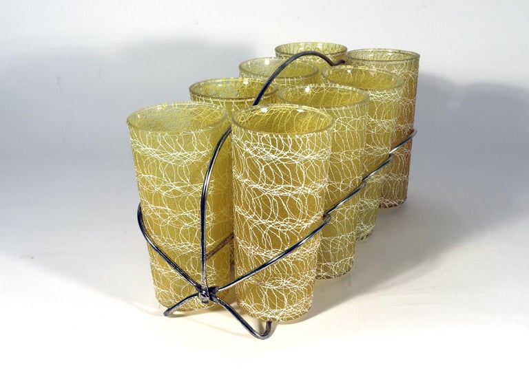 Vintage Glass Tumblers, Spaghetti String Pattern, Color Craft ...