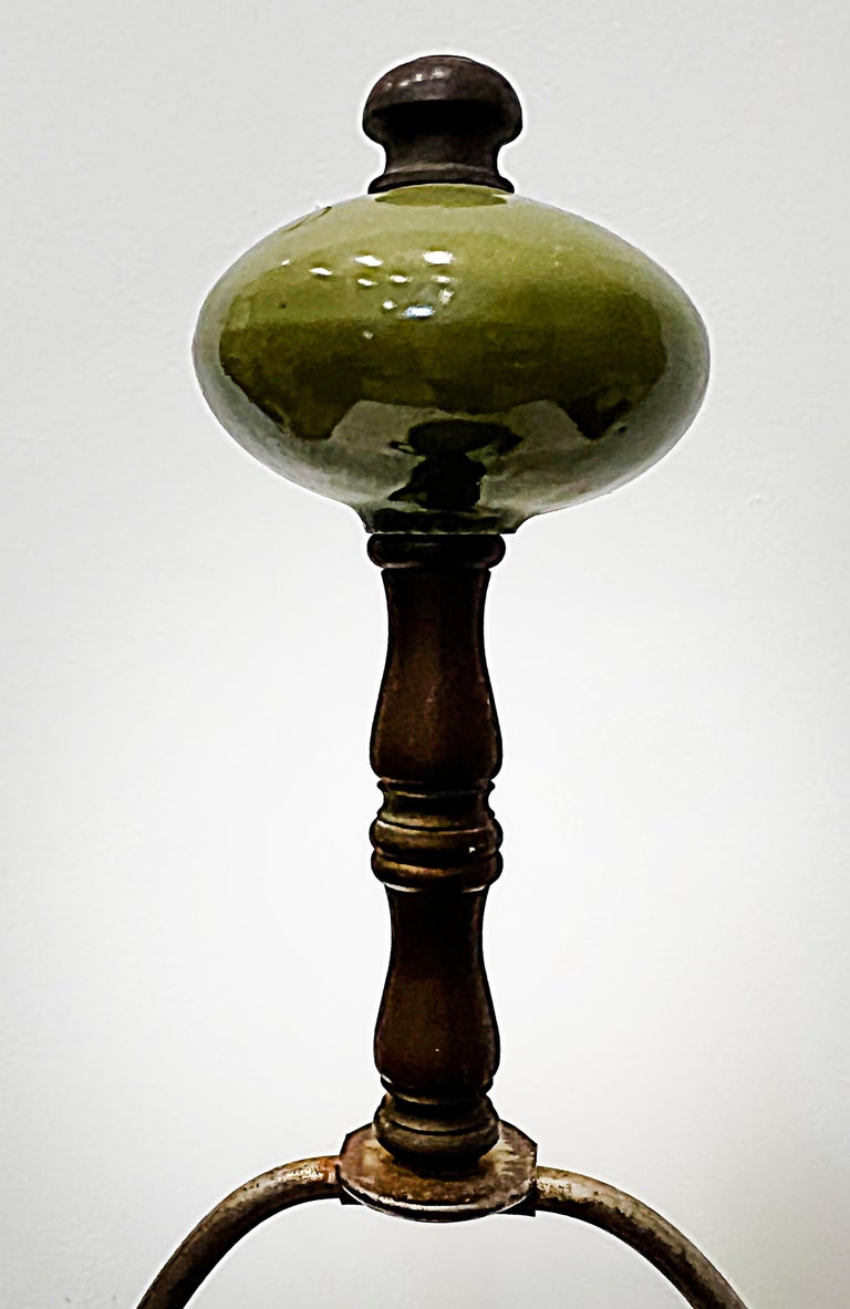Vintage Glazed Pottery Ginger Jar Table Lamp with Finial For Sale at ...