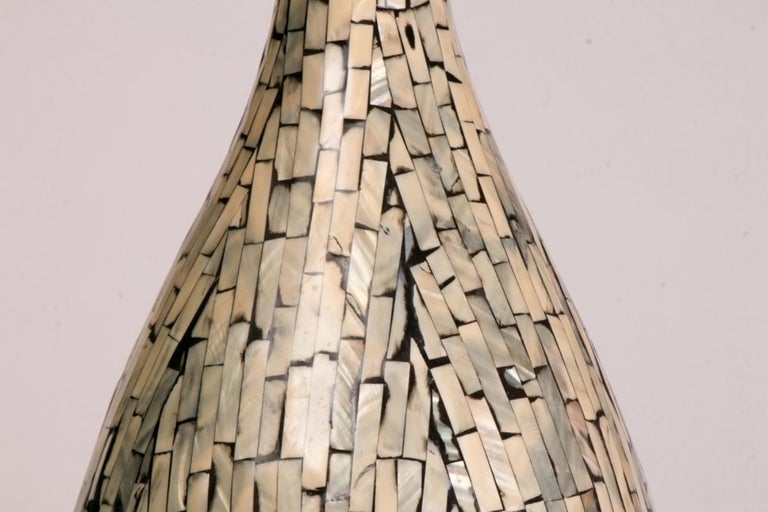 Vintage Glazed Vase with Bone Inlay For Sale at 1stDibs