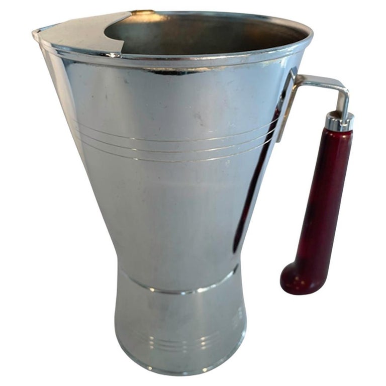 Vintage Glo-Hill Chrome Bar Pitcher with Red Bakelite Handle For Sale ...