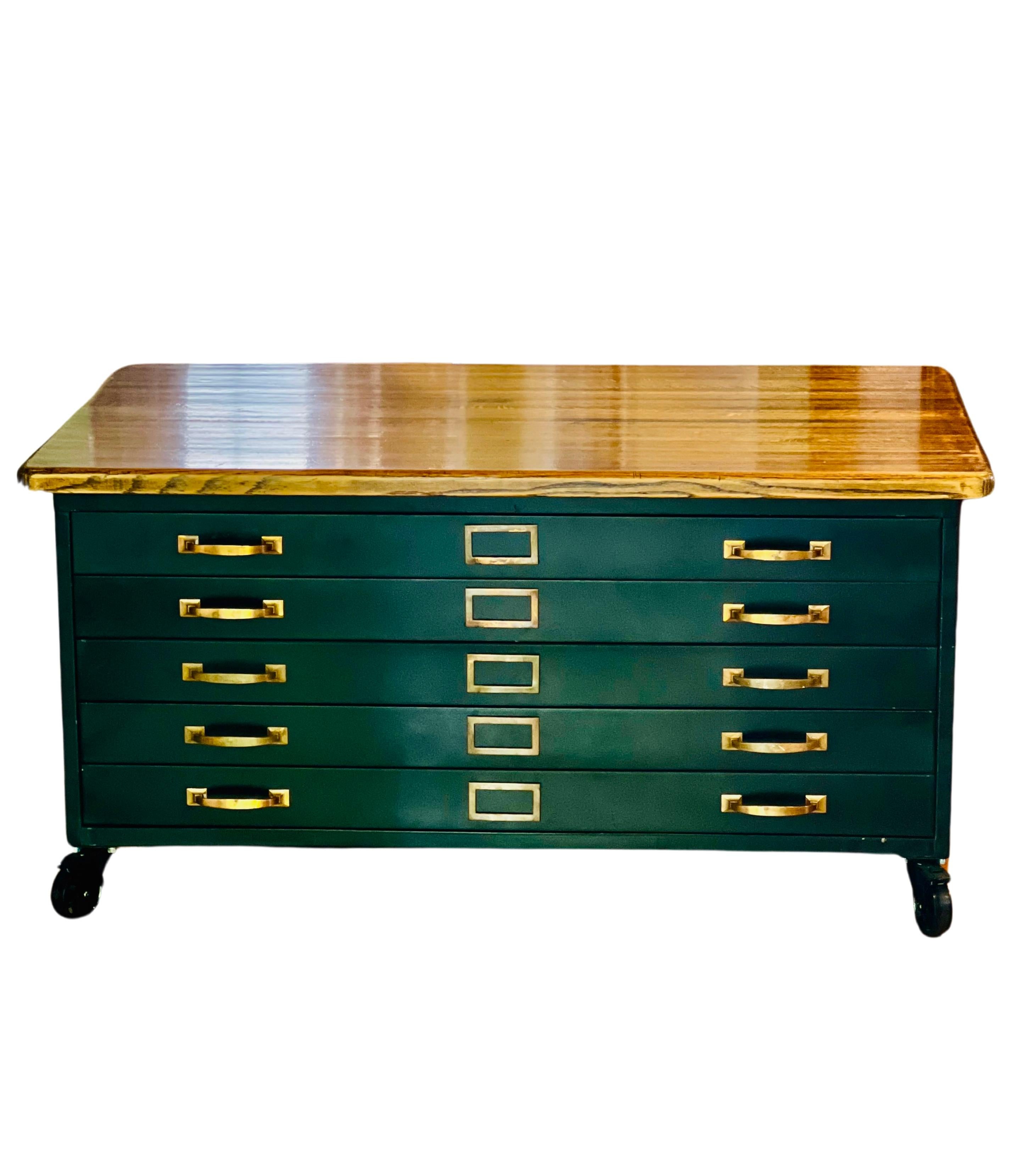 Vintage Globe Wernicke Flat File Coffee Table Cabinet with Reclaimed ...