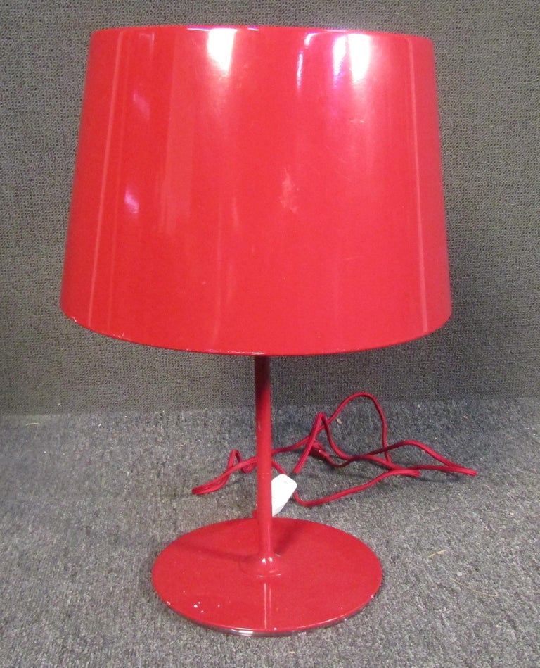 Vintage Glossy Red Metal Lamp For Sale at 1stDibs