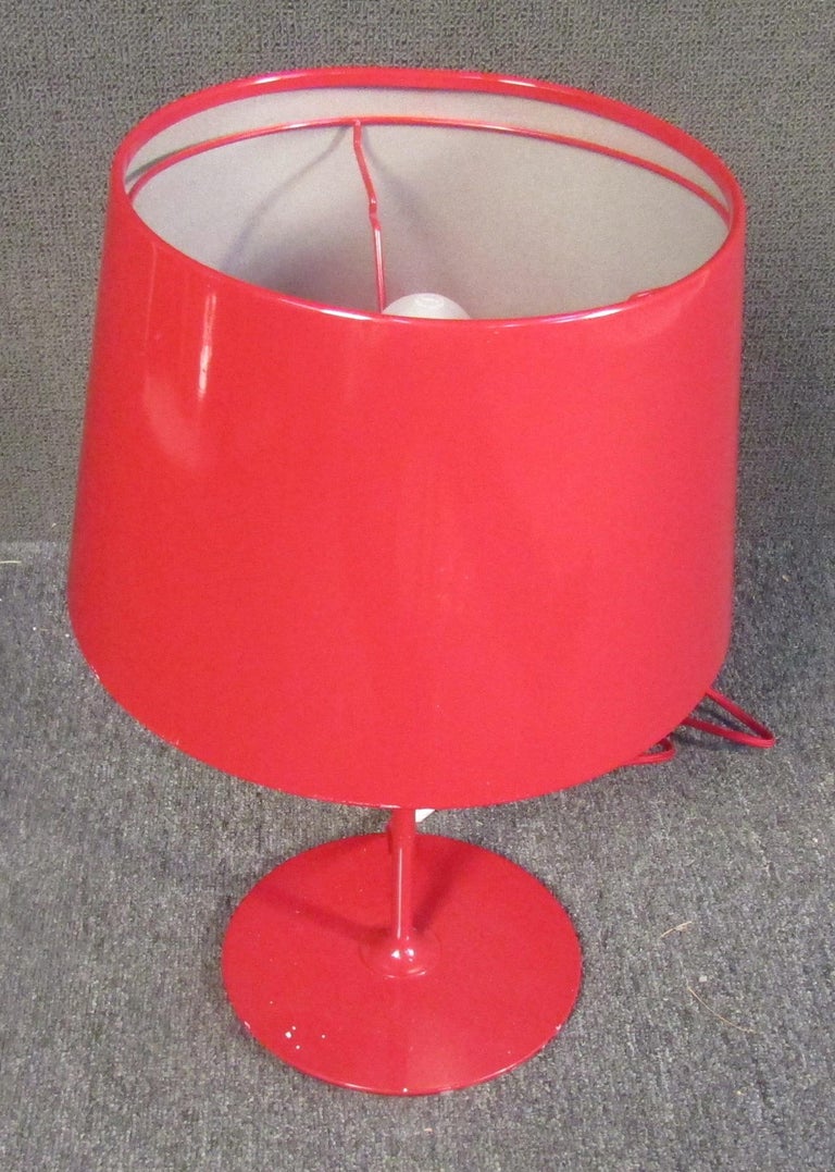 Vintage Glossy Red Metal Lamp For Sale at 1stDibs