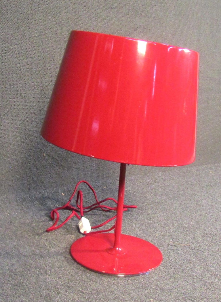 Vintage Glossy Red Metal Lamp For Sale at 1stDibs