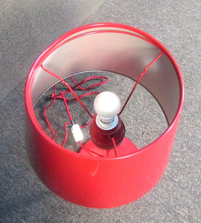 Vintage Glossy Red Metal Lamp For Sale at 1stDibs