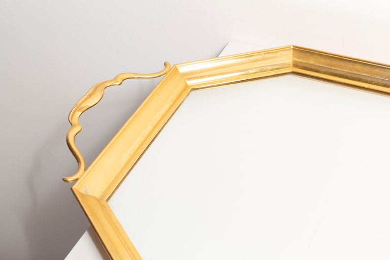 Vintage Gold and Mirror Decorative Plate, Italy, 1960s For Sale at 1stDibs