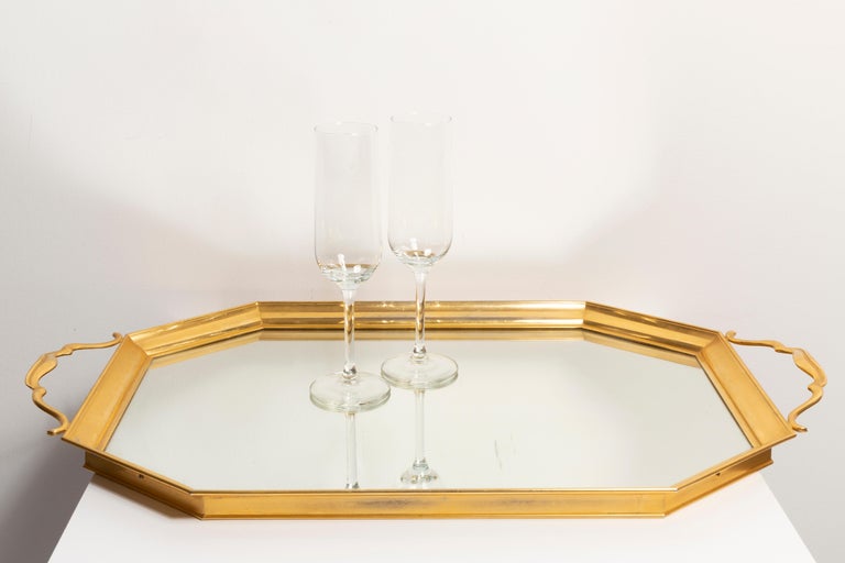 Vintage Gold and Mirror Decorative Plate, Italy, 1960s For Sale at 1stDibs