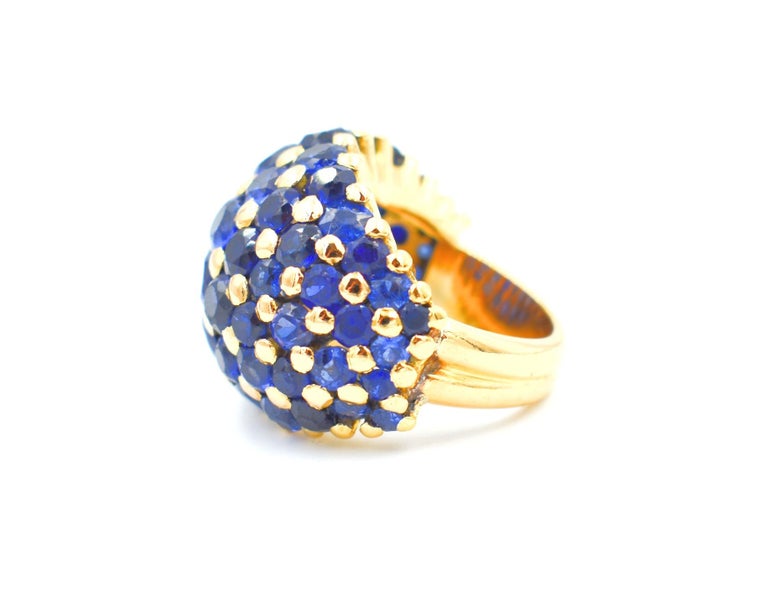 Vintage Gold and Sapphire Cocktail Ring about 4.5 Carats For Sale at ...