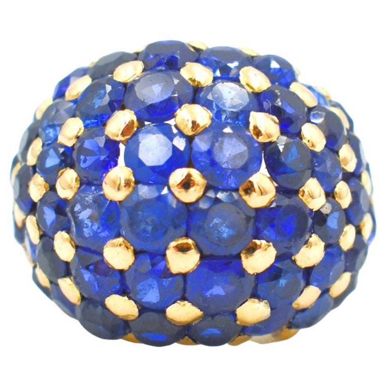 Vintage Gold and Sapphire Cocktail Ring about 4.5 Carats For Sale at ...