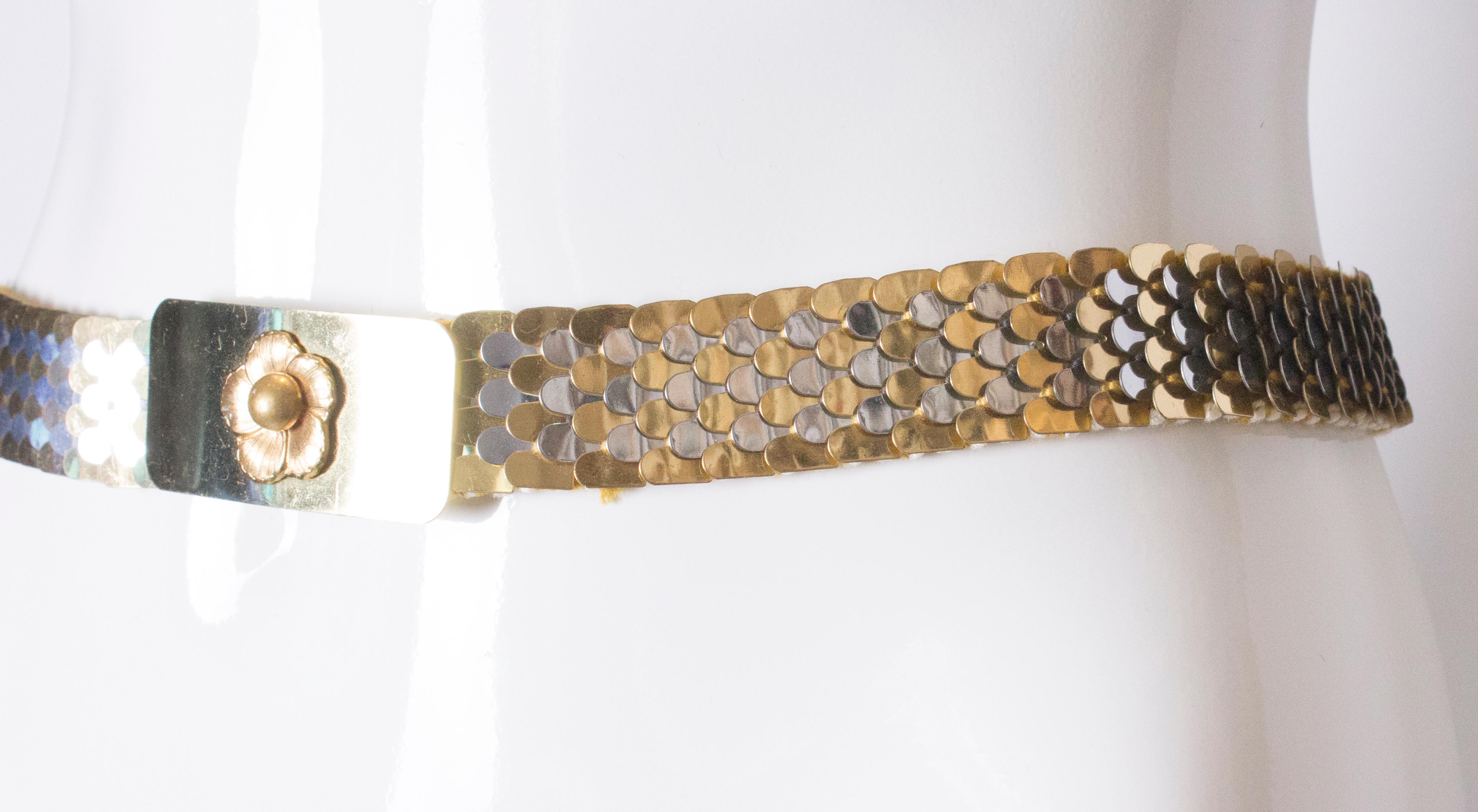 Vintage Gold and Silver Snake Chain Belt For Sale at 1stDibs
