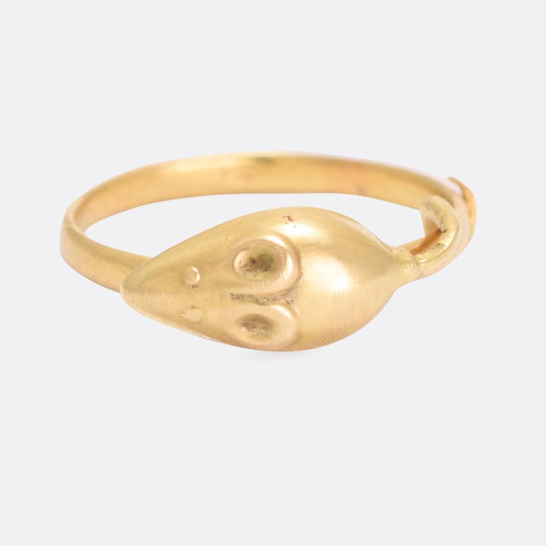 Vintage Gold Articulated Mouse Ring at 1stDibs
