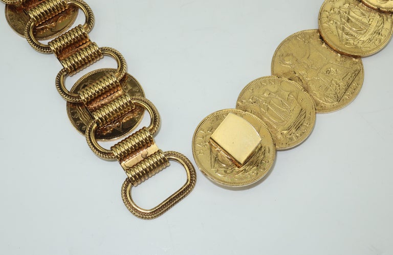 Vintage Gold Coin Chain Belt at 1stDibs | gold coin belt, vintage gold belt
