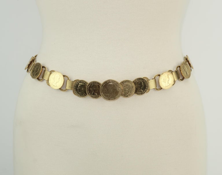 Vintage Gold Coin Chain Belt at 1stDibs | gold coin belt, vintage gold belt