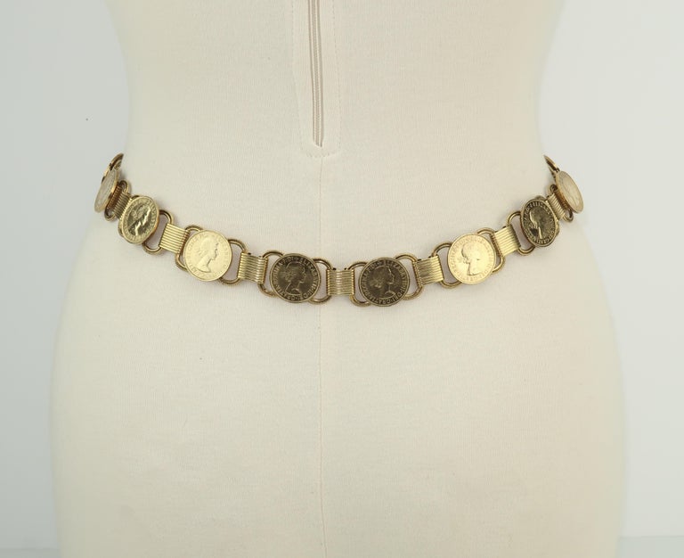 Vintage Gold Coin Chain Belt at 1stDibs | gold coin belt, vintage gold belt