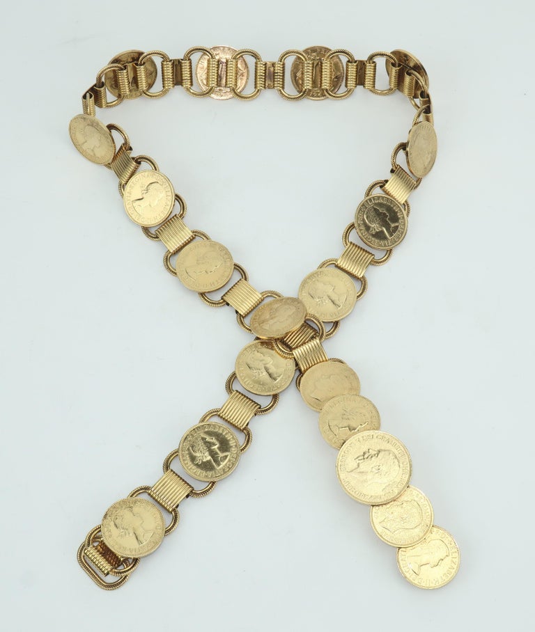 Vintage Gold Coin Chain Belt at 1stDibs | gold coin belt, vintage gold belt