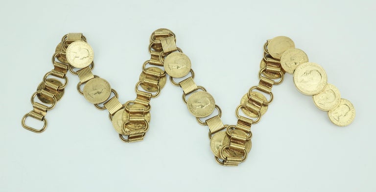 Vintage Gold Coin Chain Belt at 1stDibs | gold coin belt, vintage gold belt