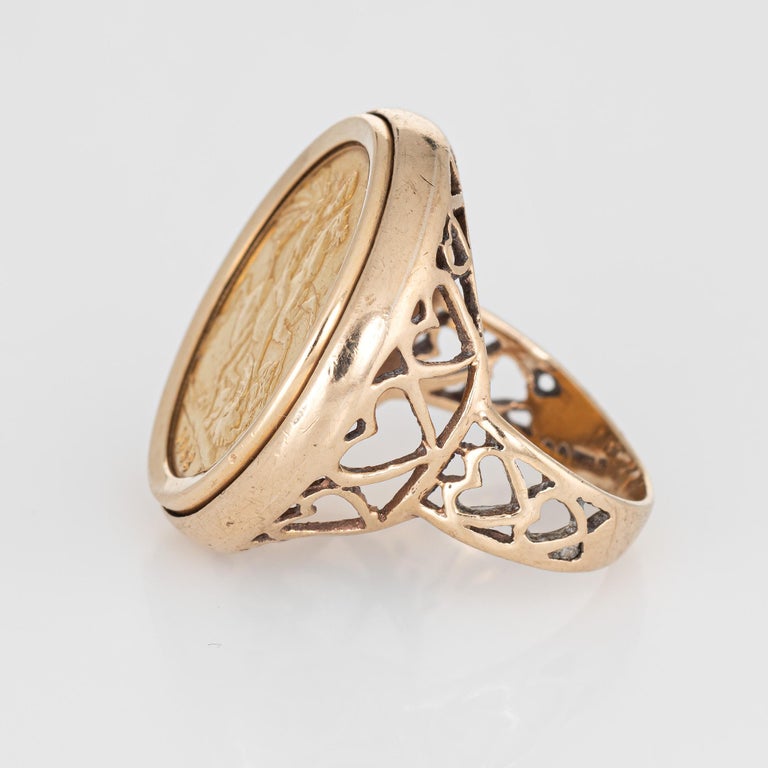 Vintage Gold Coin Ring 1968 Saint George Dragon 21 Karat Round ...