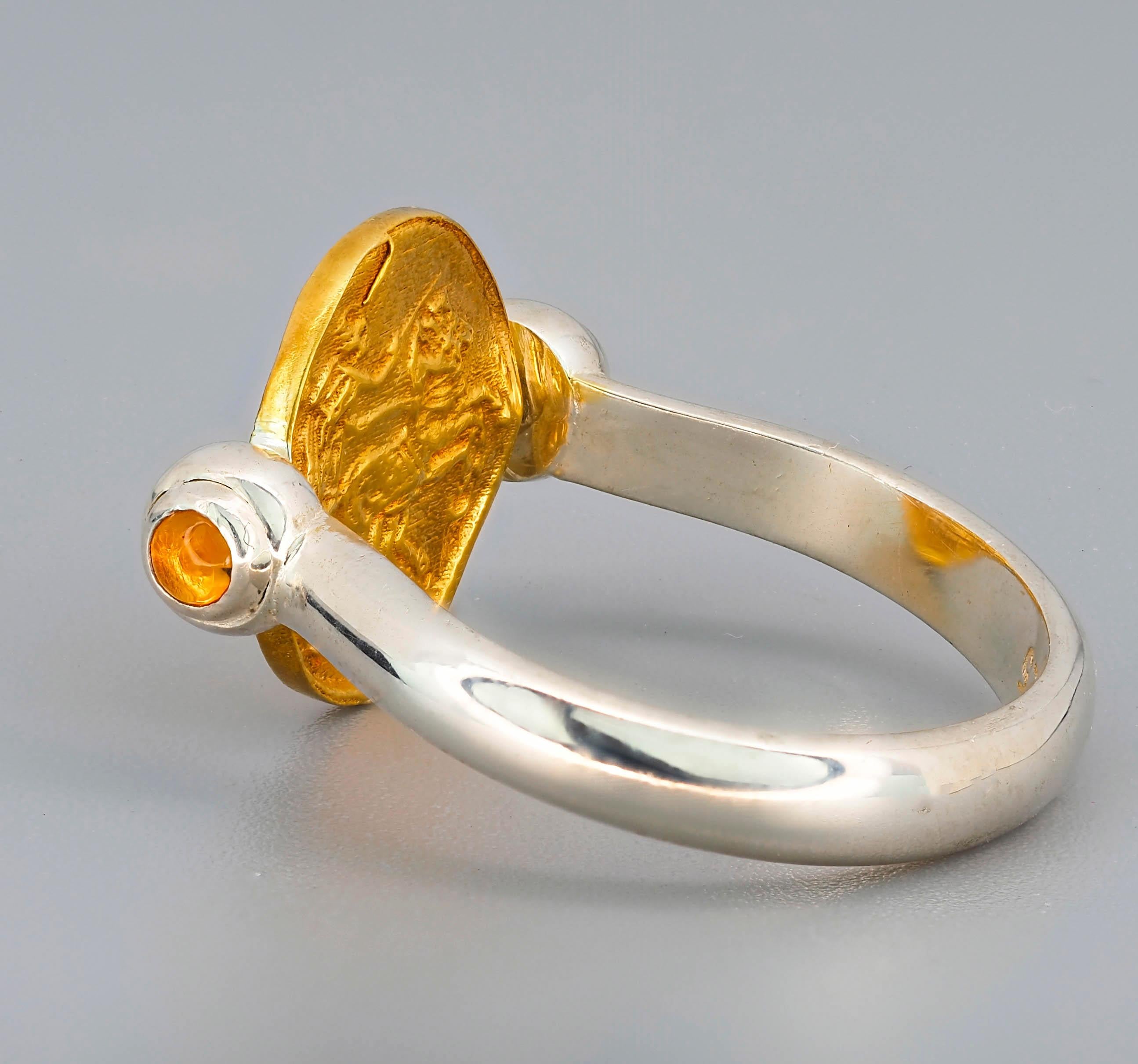 Vintage gold Coin Ring. For Sale at 1stDibs