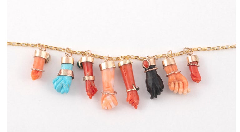 Vintage Gold And Coral Figa Pendants at 1stDibs